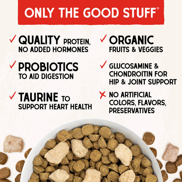 Grain Free Dry Dog Food: Red Meat Recipe, Raw Coated Raw Blend Kibble ...