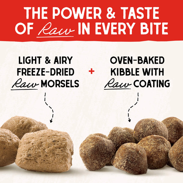 Grain Free Dry Dog Food: Red Meat Recipe, Raw Coated Raw Blend Kibble ...