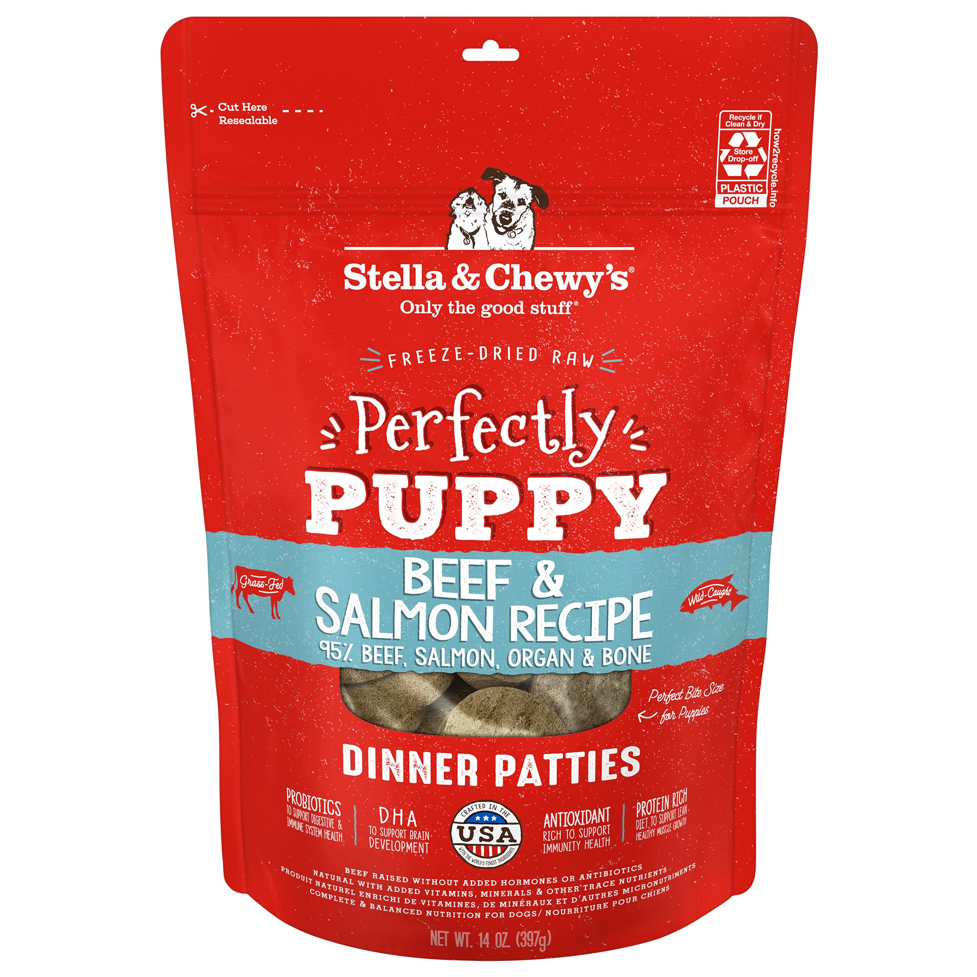 Beef & Salmon Perfectly Puppy Dinner Patties - Freeze Dried Raw Dog ...