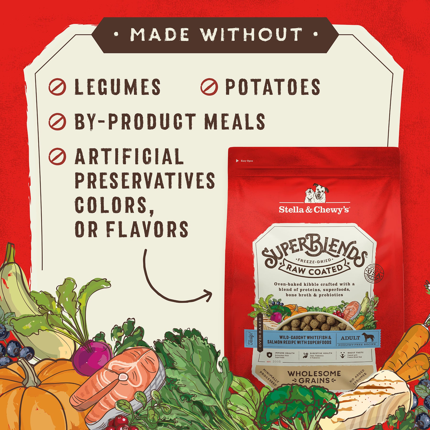 SuperBlends Whitefish & Salmon Dry Dog Food: Raw Coated Oven Baked ...