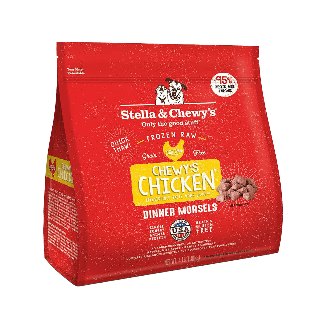 Chewy’s Chicken Frozen Raw Dinner Morsels for Dogs - 95% Chicken, Bone ...
