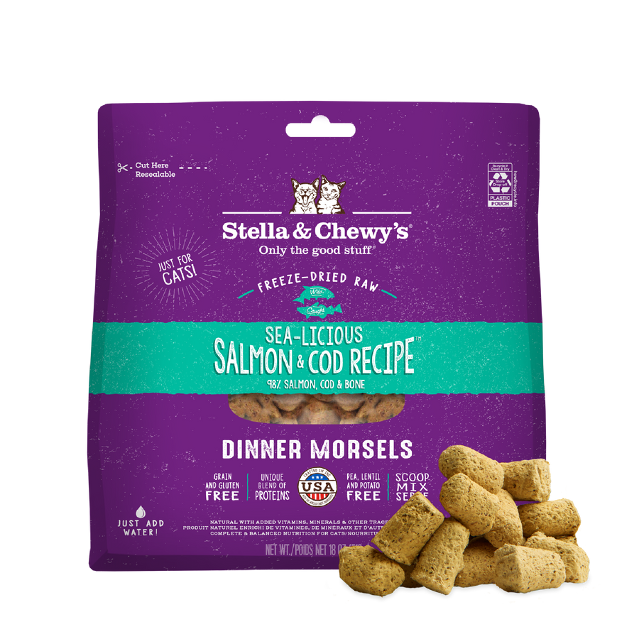 Sea-Licious Salmon & Cod Freeze Dried Raw Cat Food: High Protein, Grain ...