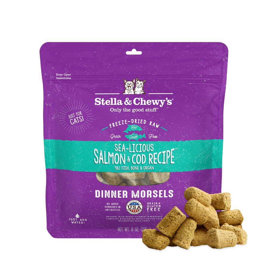 Sea-Licious Salmon & Cod Freeze Dried Raw Cat Food: High Protein, Grain ...
