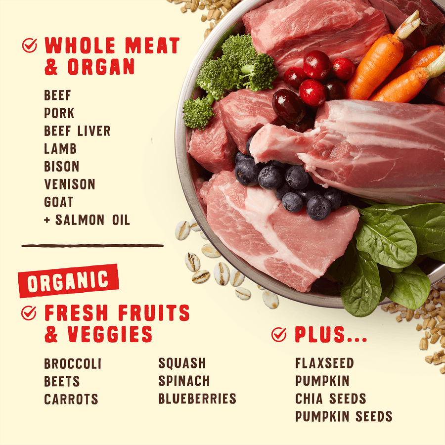 Wild Red Dry Dog Food: Whole Prey Red Meat Recipe, Raw Coated/Raw Blend ...