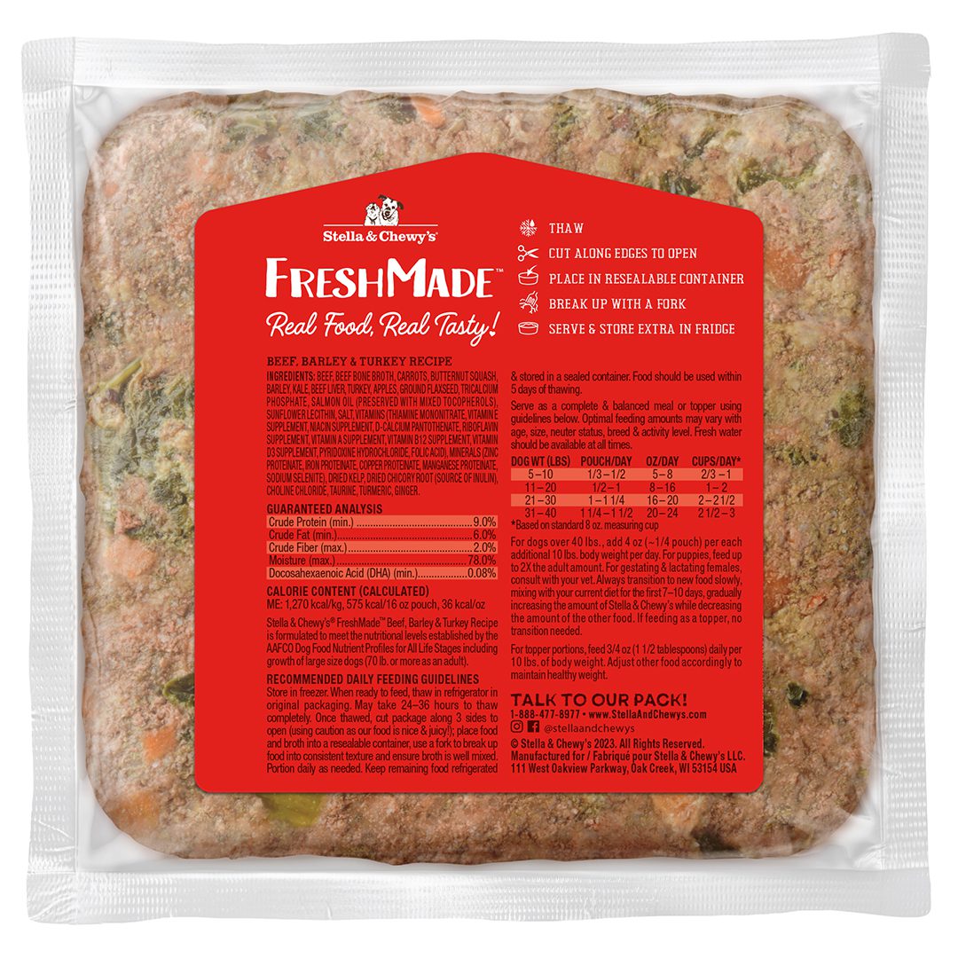 Beef, Barley & Turkey %%sep%% FreshMade Gently Cooked Dog Food – Stella ...