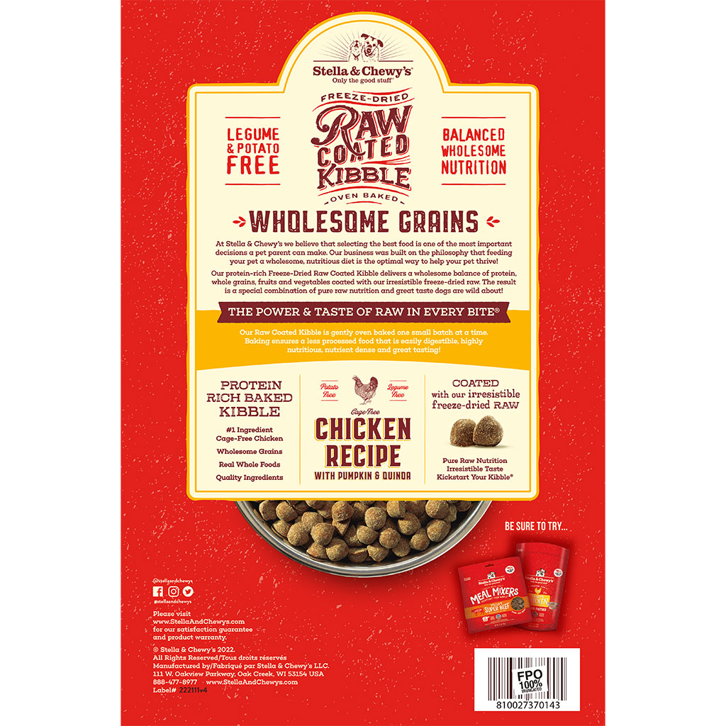 Chicken Recipe with Pumpkin & Quinoa Raw Coated Kibble Wholesome Grain
