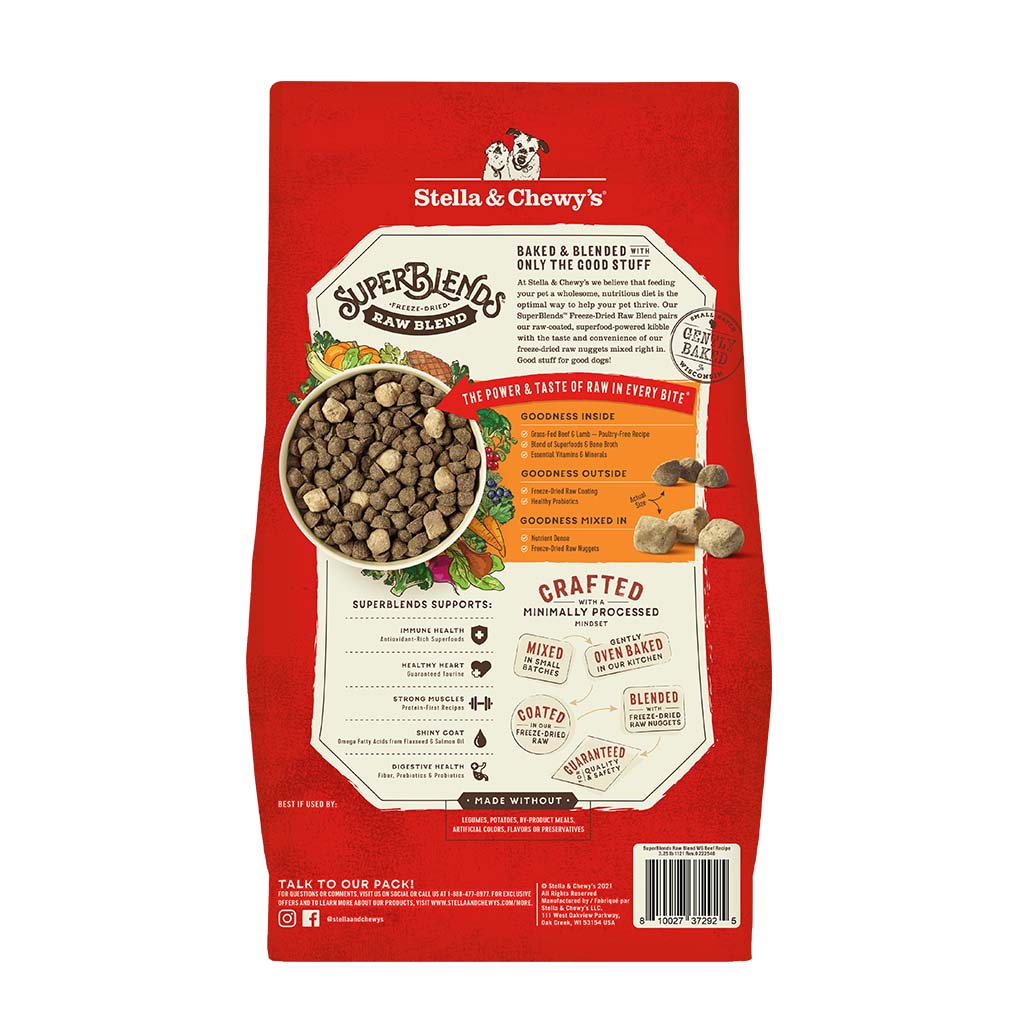 SuperBlends Beef & Lamb Dry Dog Food: Raw Blend Oven Baked Kibble with ...