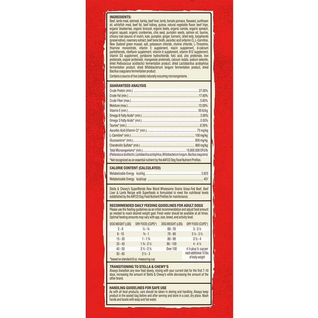 SuperBlends Raw Kibble Blend: Beef & Lamb + Superfoods | Stella ...