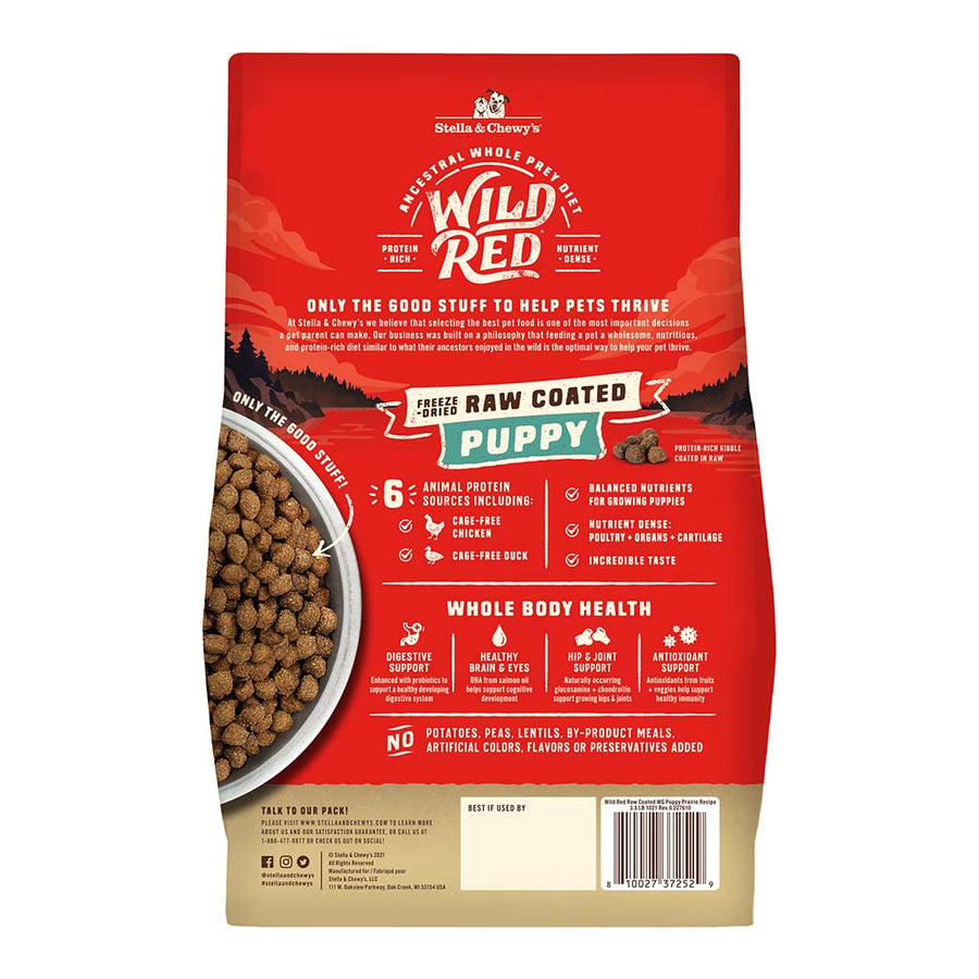 Wild Red Dry Puppy Food: Whole Prey Prairie Poultry Recipe, Raw Coated ...